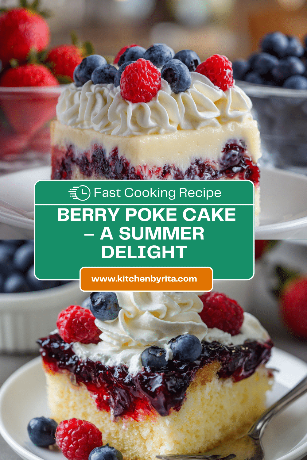 Summer Berry Poke Cake Recipe - Summer Berry Bliss on a Platter