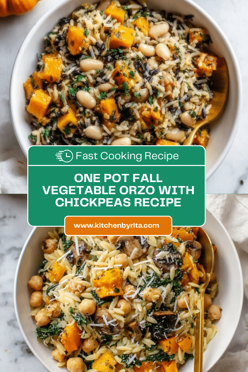 One Pot Fall Vegetable Orzo and Chickpeas: Cozy, Easy & Delicious